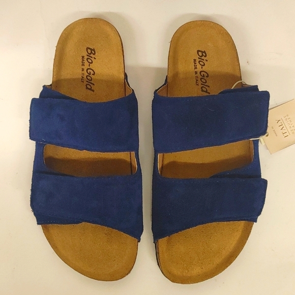 bio gold | Shoes | Brand New Adjustable Leather Comfort Blue Sandals ...
